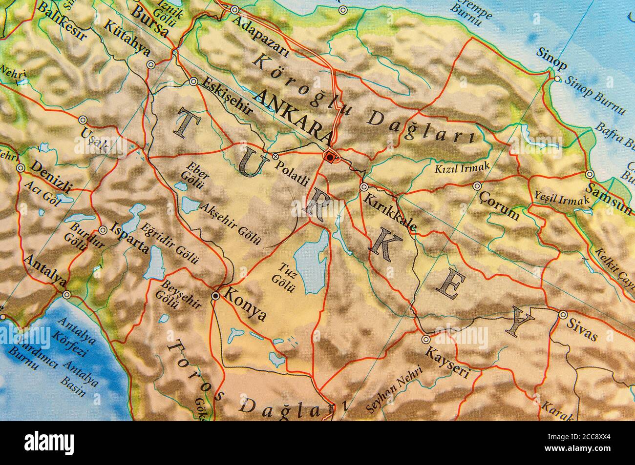 Geographic map of European country Turkey with important cities Stock ...