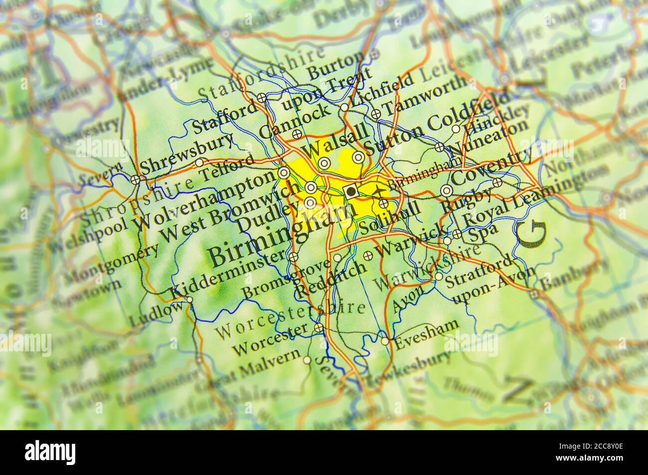 Geographic map of European country UK with Birmingham city Stock Photo ...