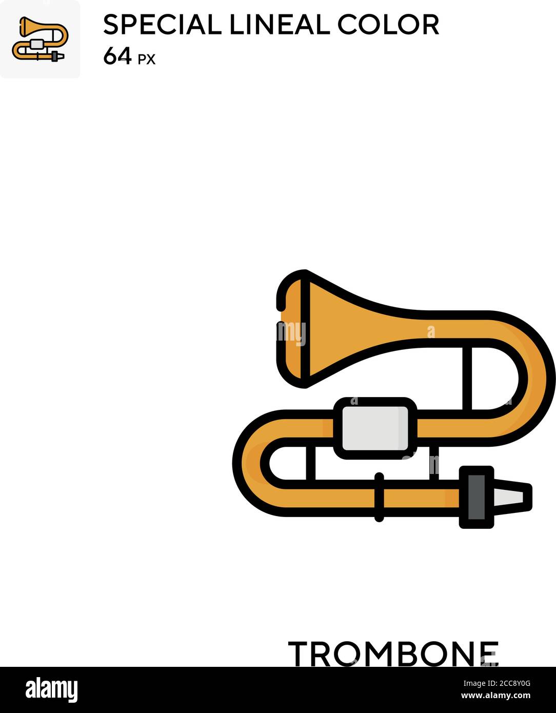 Trombone Special lineal color vector icon. Illustration symbol design template for web mobile UI ...