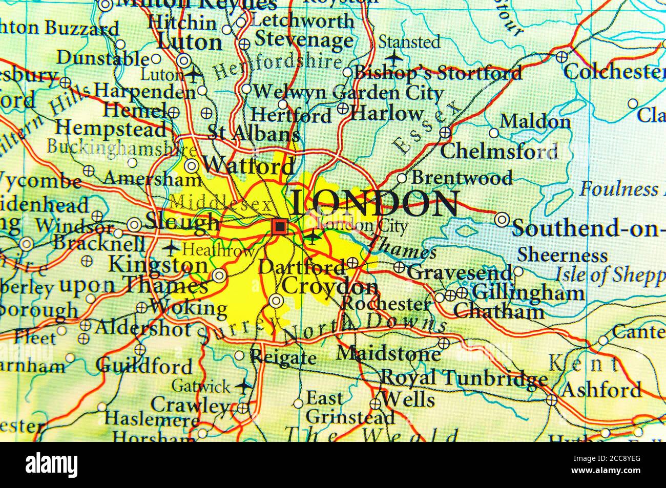 Geographic map of European country UK with London capital city Stock ...