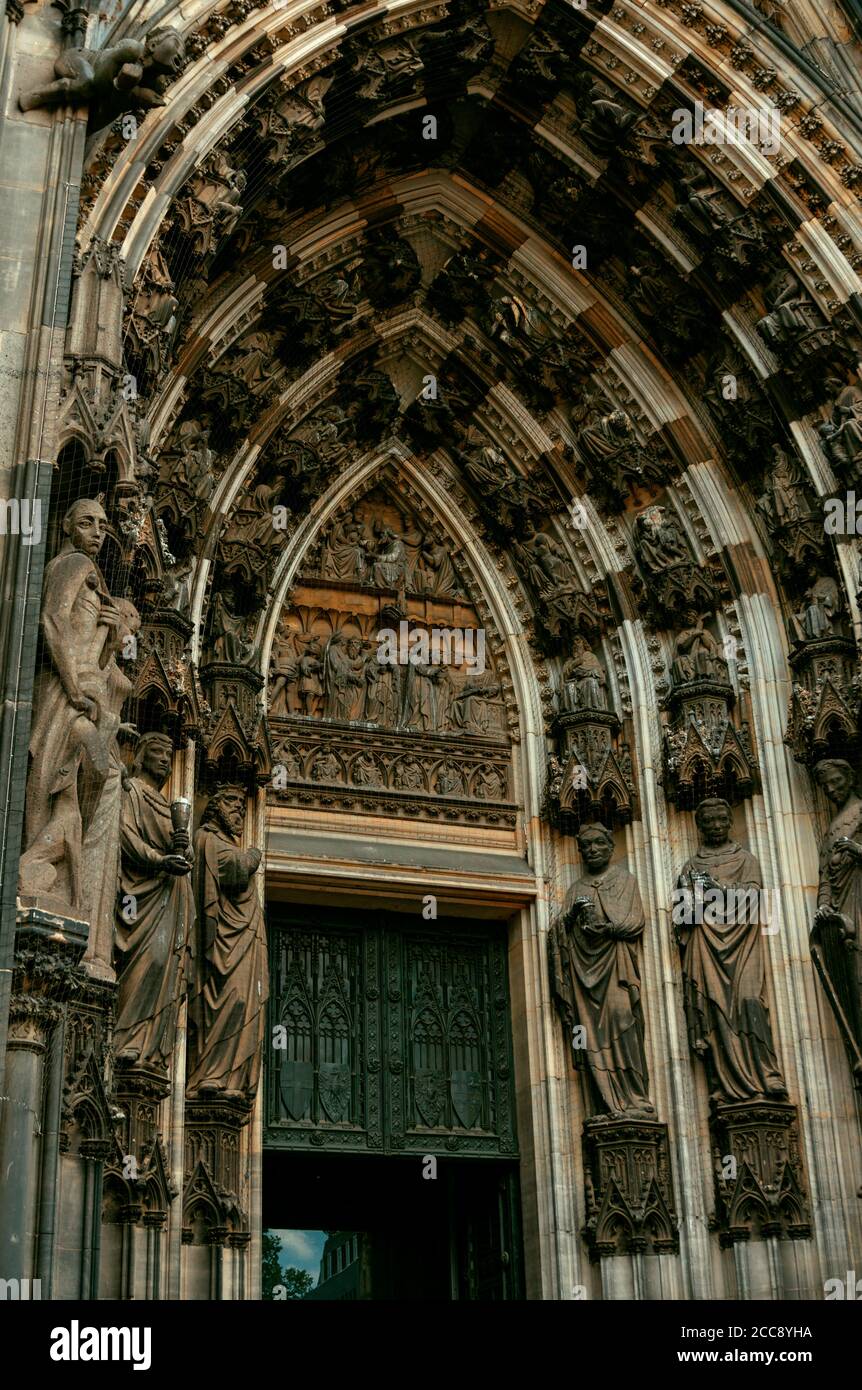 Famous dome of Cologne. Arc of enter to cathedral of Koln Stock Photo ...