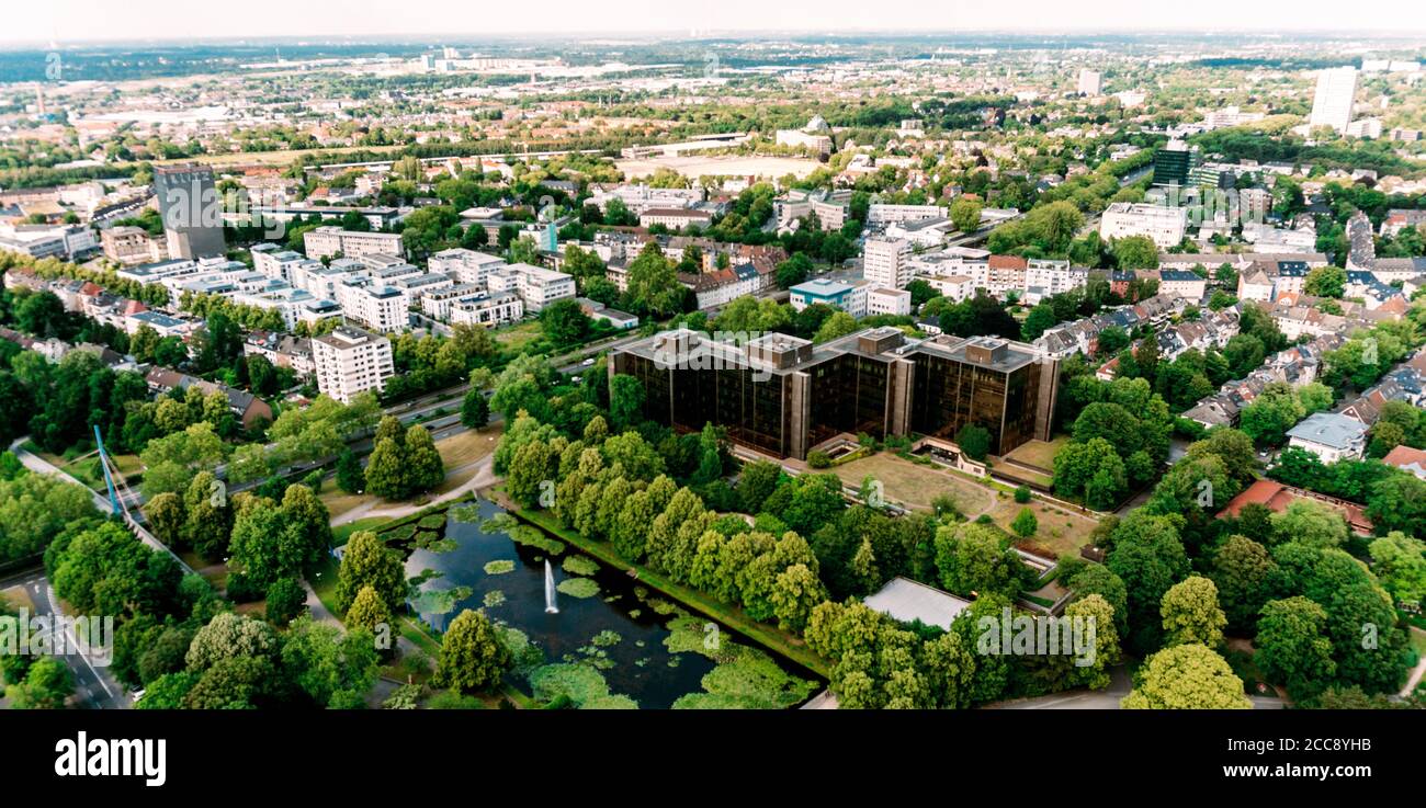 Dortmund, Germany - June 2019: Landscape of Dortmund from Florian Tower ...