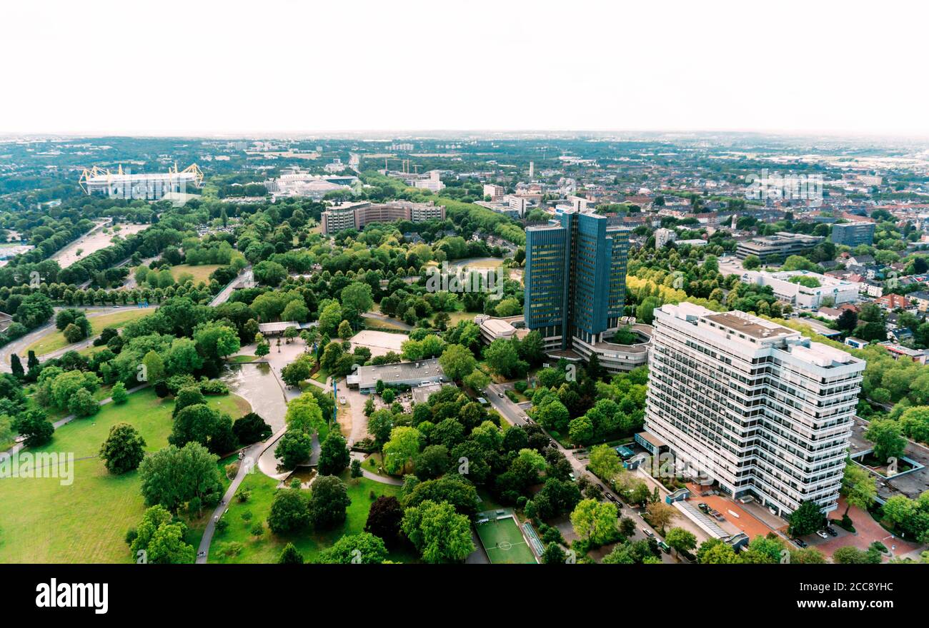 Dortmund, Germany - June 2019: Landscape of Dortmund from Florian Tower ...
