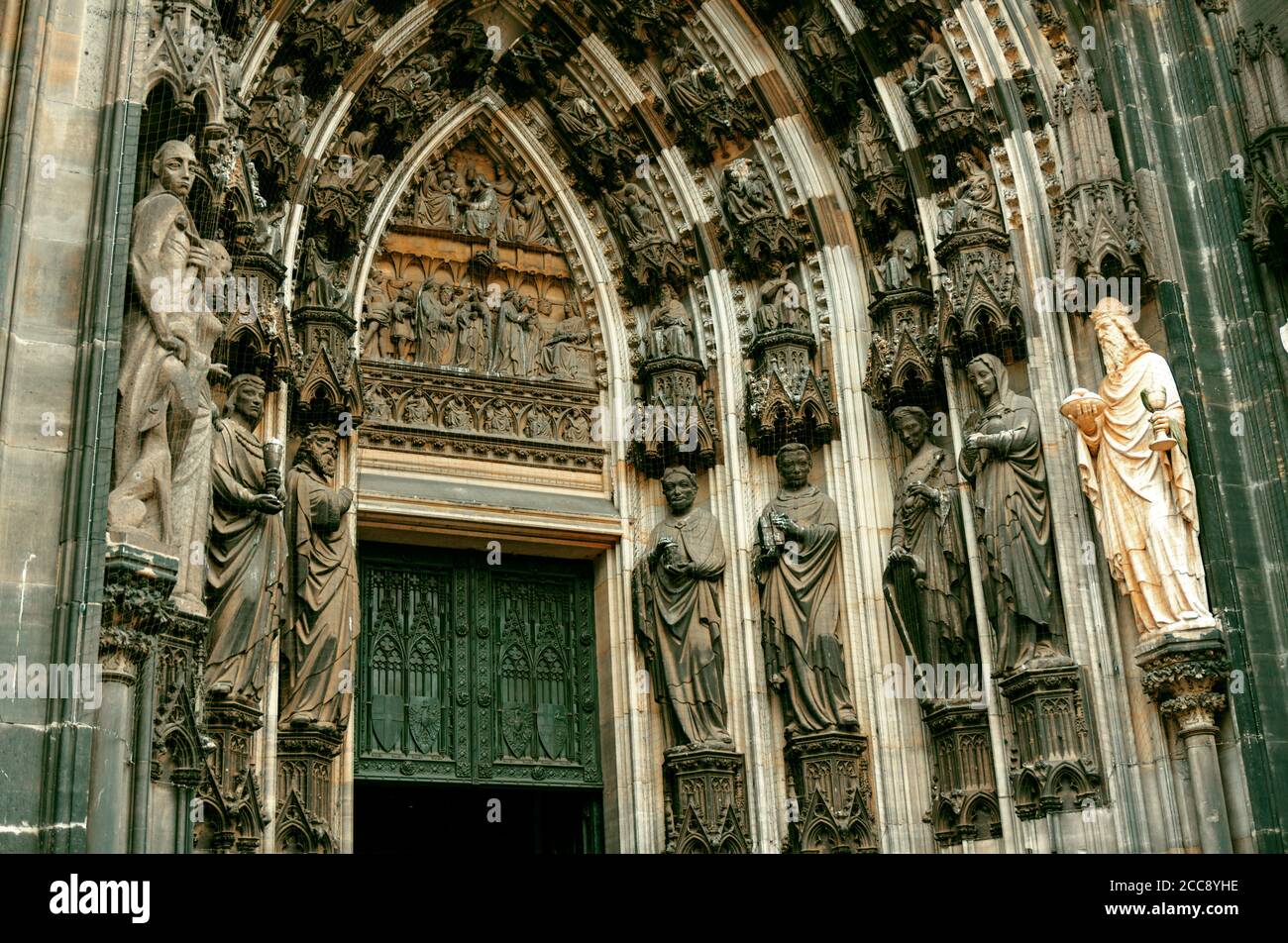 Famous dome of Cologne. Arc of enter to cathedral of Koln Stock Photo ...