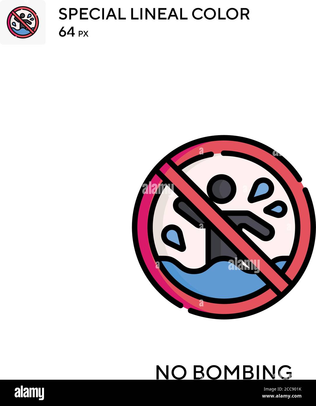 No bombing Special lineal color vector icon. Illustration symbol design ...