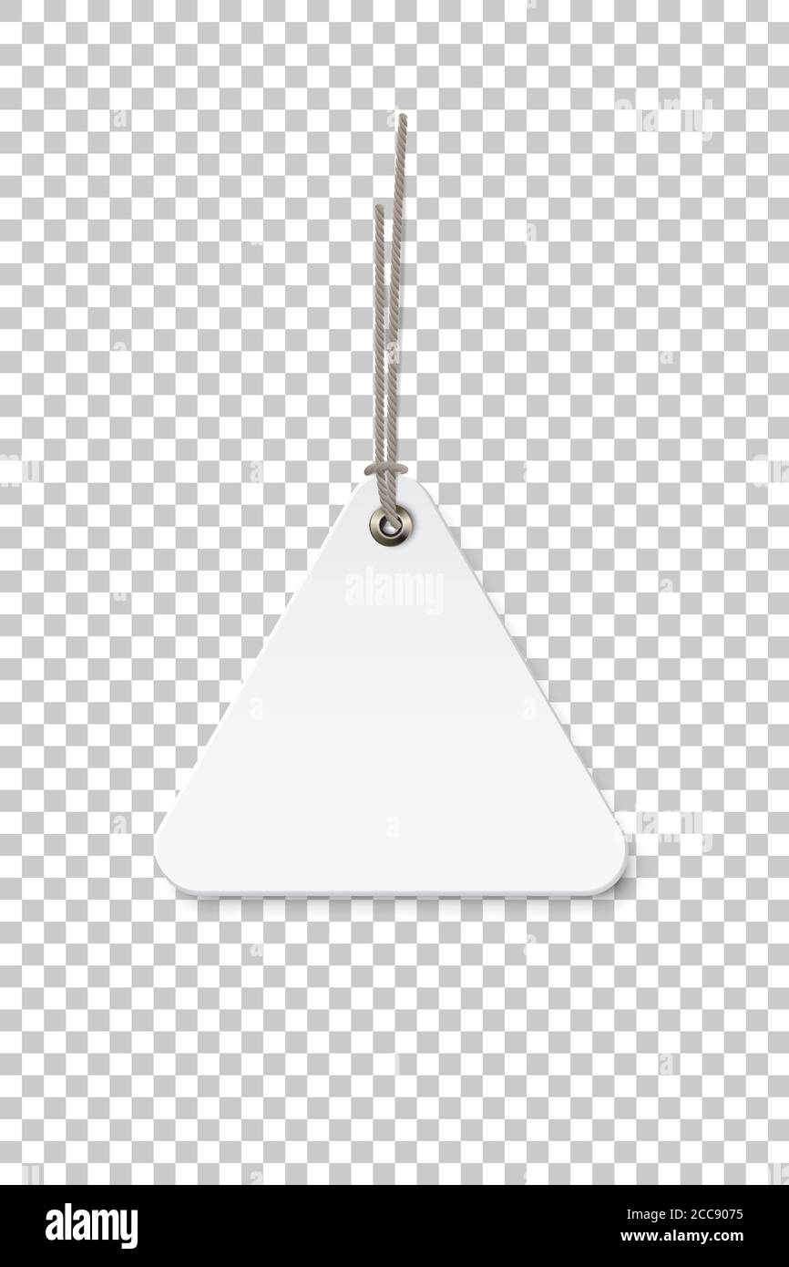 Blank white triangle paper price tag isolated on transparent background ...