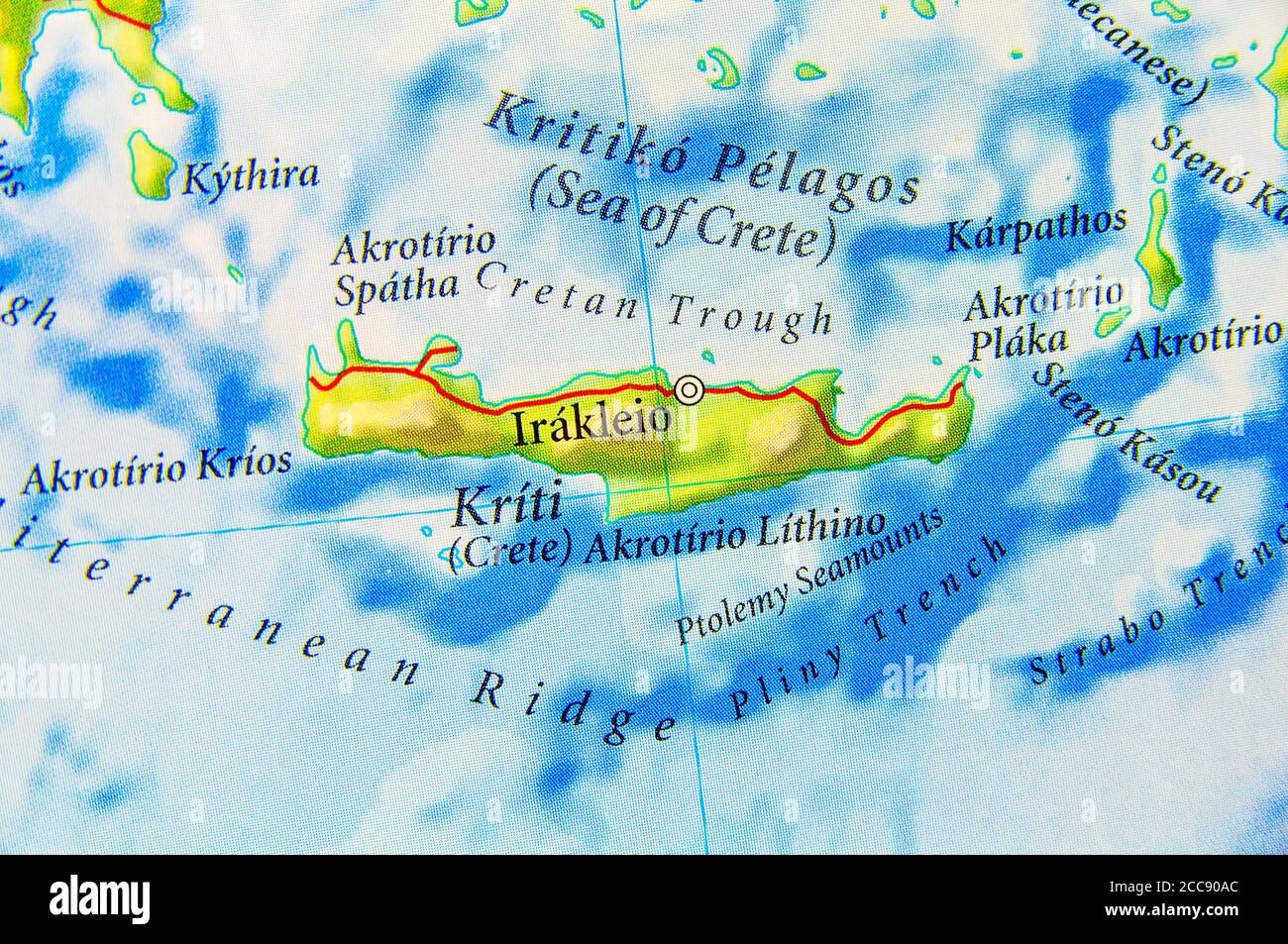Geographic map of European Greece Island Crete Stock Photo - Alamy