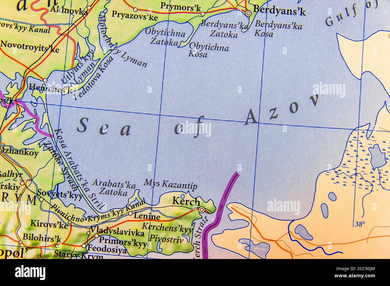 Geographic map of European Sea of Azov close Stock Photo - Alamy