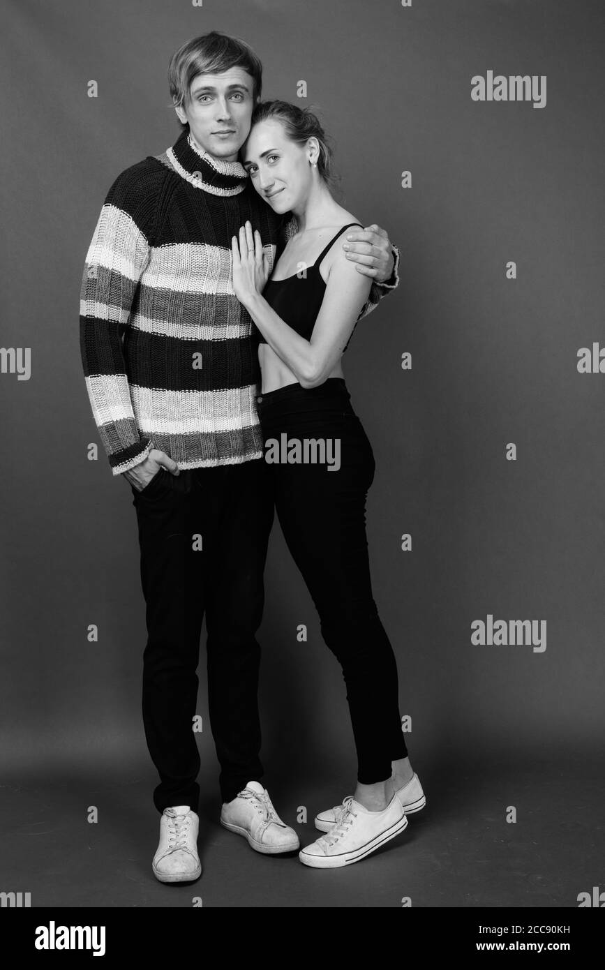 White background couple studio Black and White Stock Photos & Images ...
