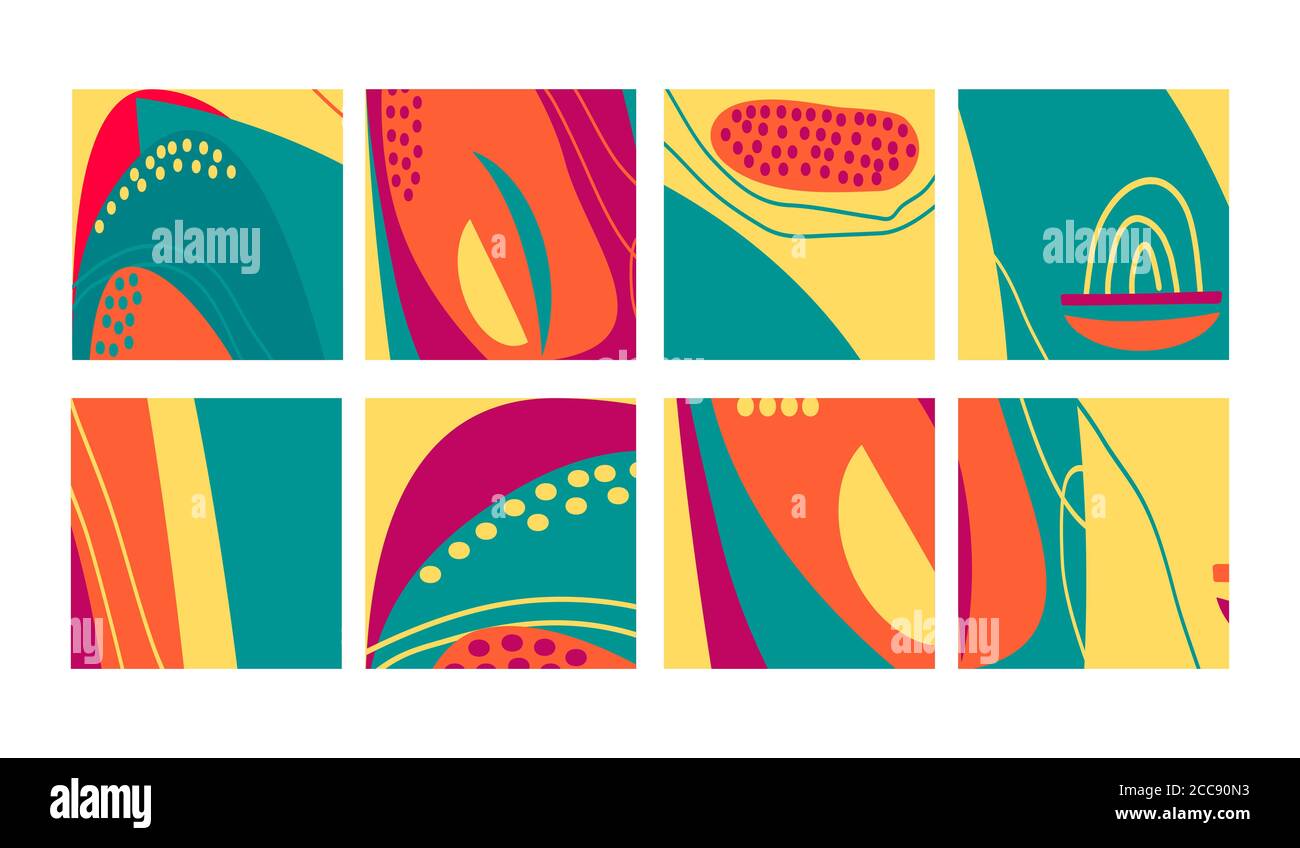 Set of fun hand drawn colorful shapes, doodle objects, lines and dots ...