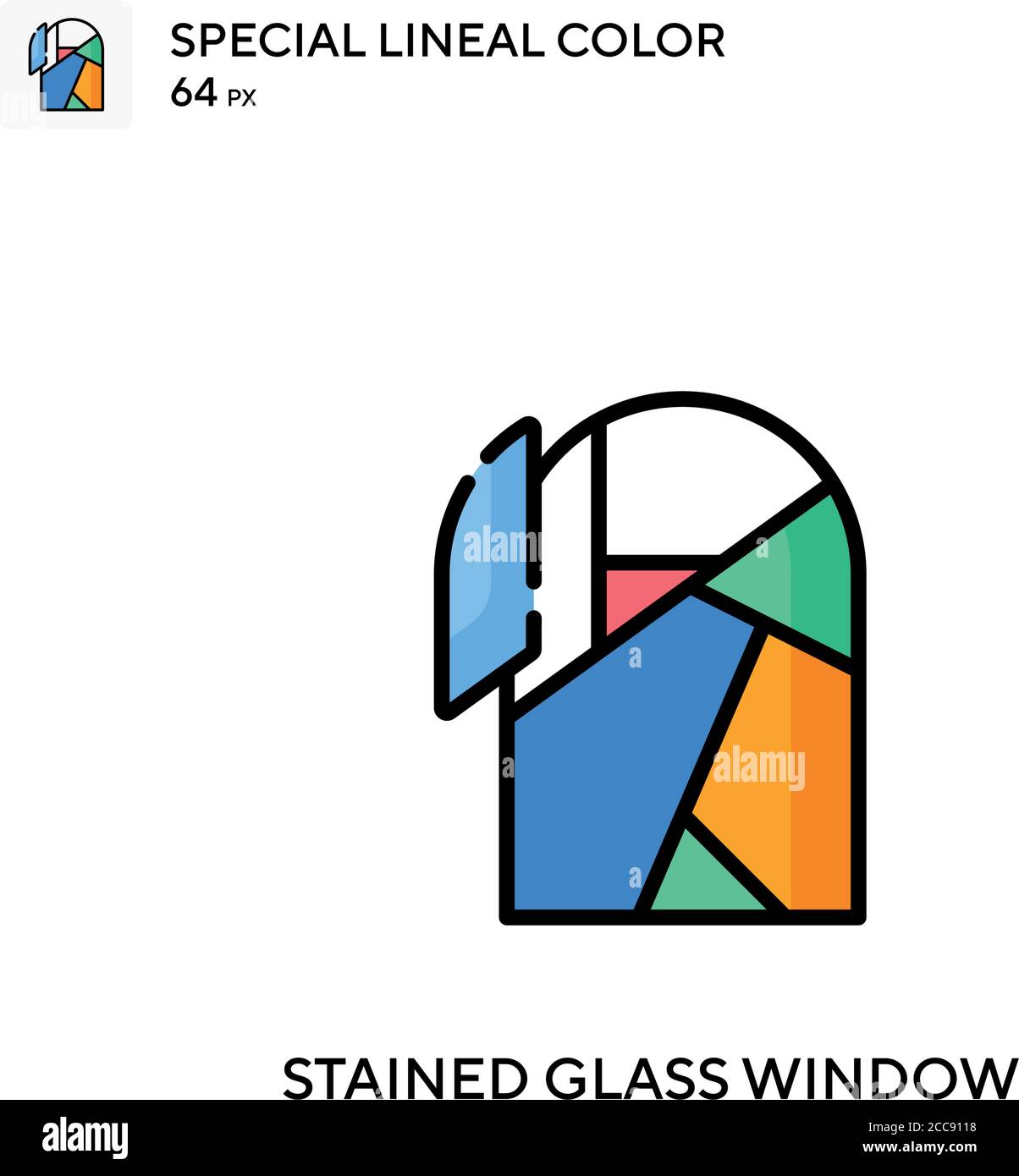 Stained glass window Special lineal color vector icon. Illustration ...