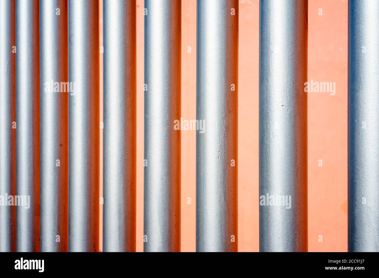 Silver metal pipe abstract background with a repetitive pattern Stock ...