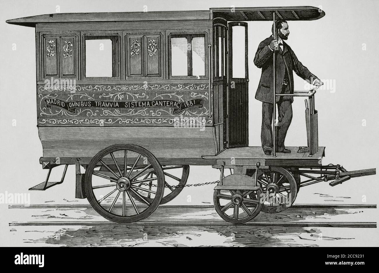 Spain, Madrid. Bus-tram with Canterac system, for passengers. This ...