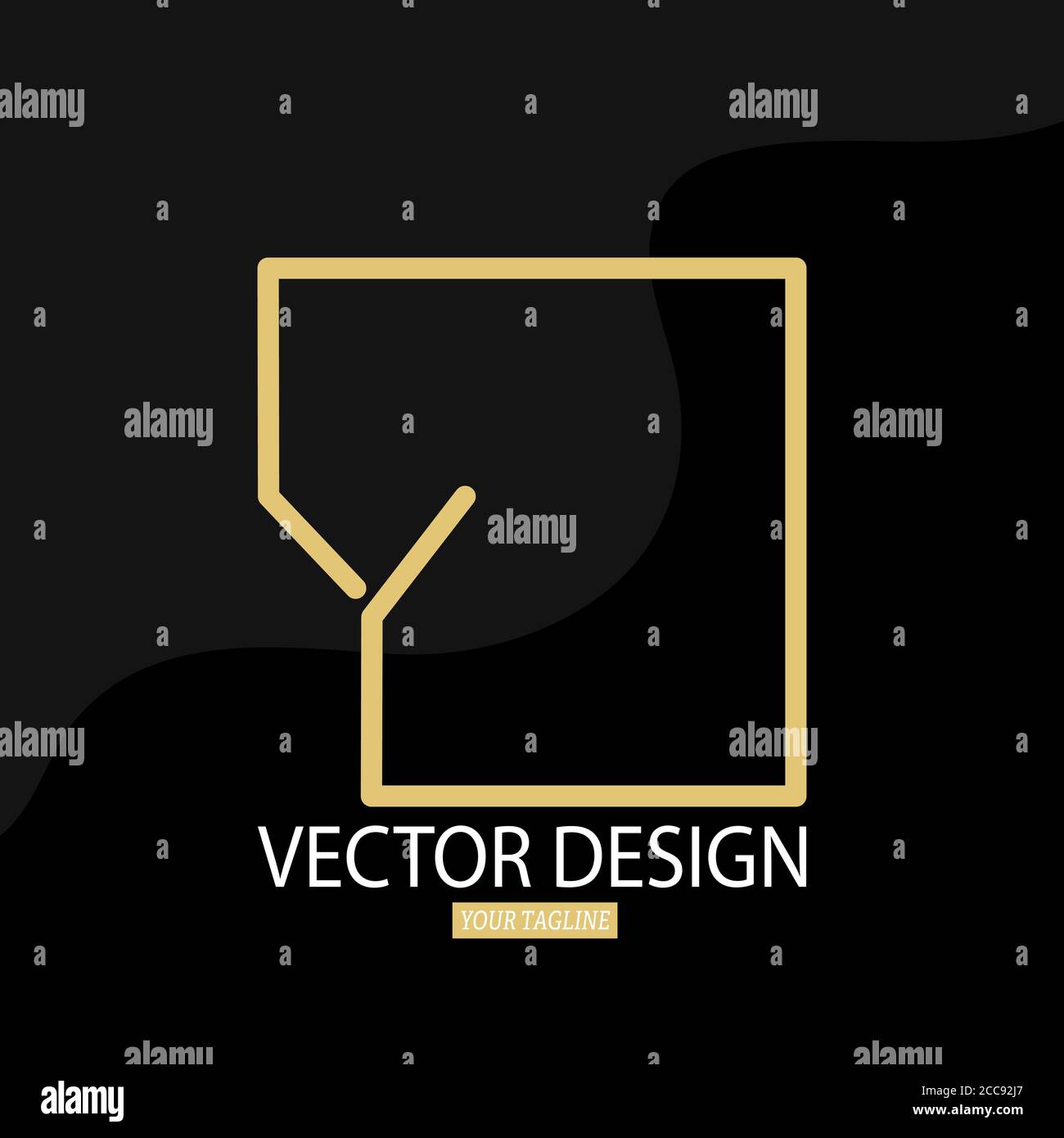 Stylized letter Y with a square frame. Vector template for logo, label ...
