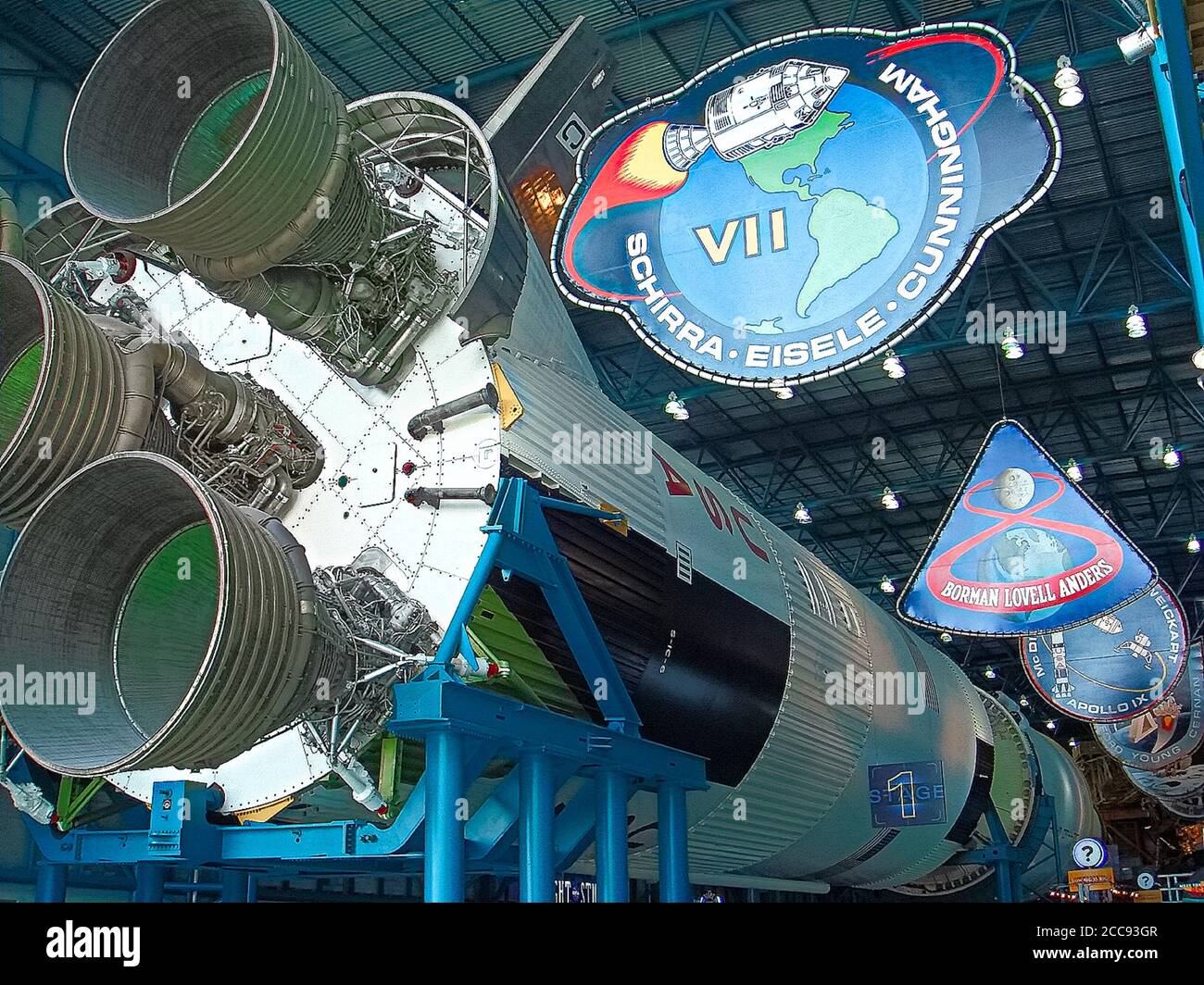 Saturn V Rocket Engines displayed in Apollo Saturn V Center, Kennedy ...