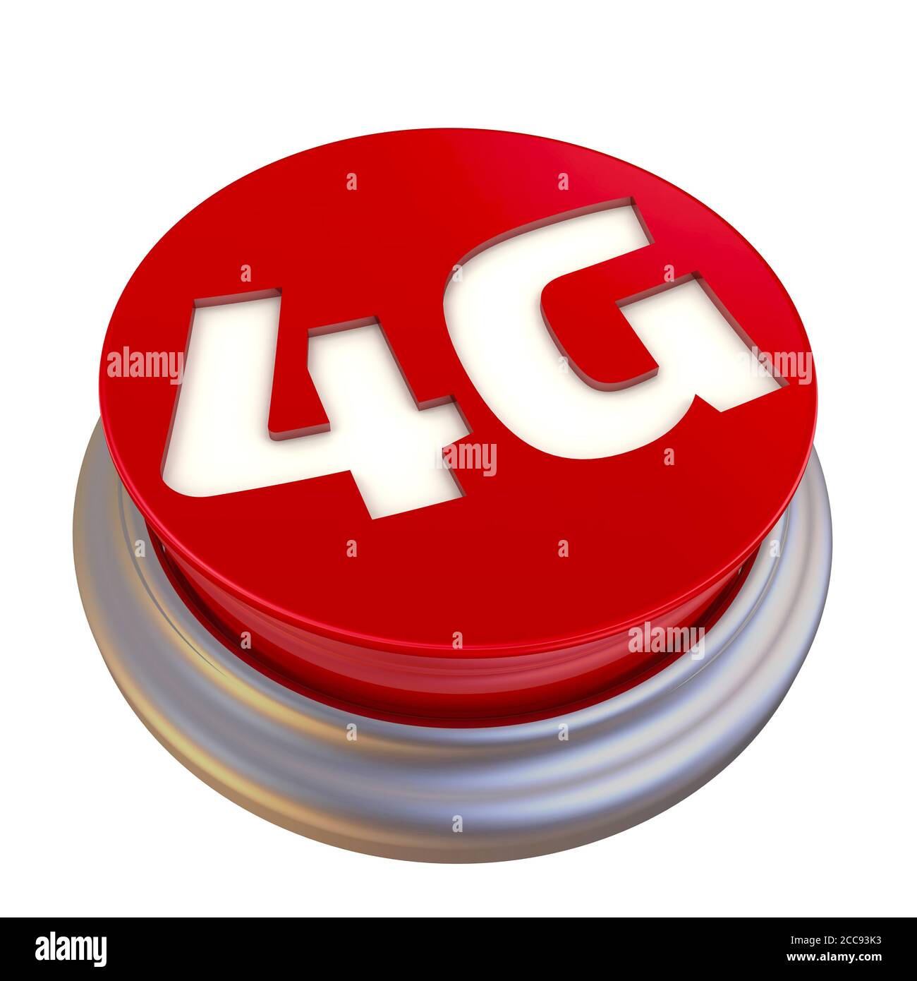 Round red button with the words 4G (is the fourth generation of ...