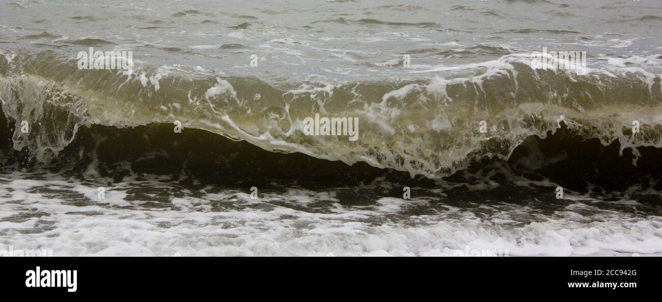 Stormy seascape, waves and wind in the black sea of Georgia. Drops ans ...