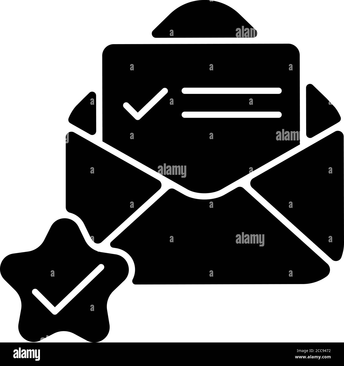 Mail received black glyph icon Stock Vector Image & Art - Alamy