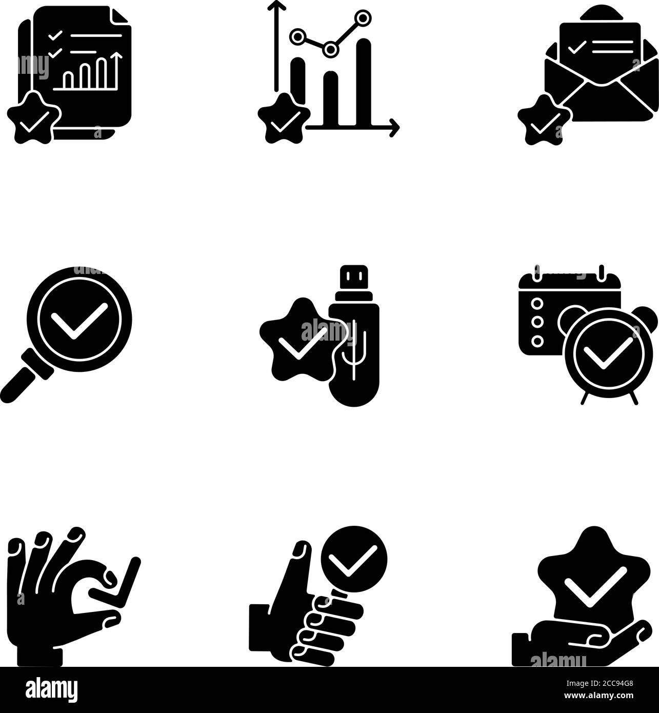 Approval checkmarks black glyph icons set on white space Stock Vector ... Approval checkmarks black glyph icons set on white space Stock Vector ...