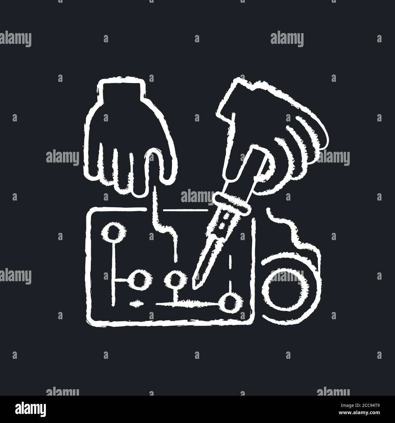Hobby electronics chalk white icon on black background Stock Vector ...
