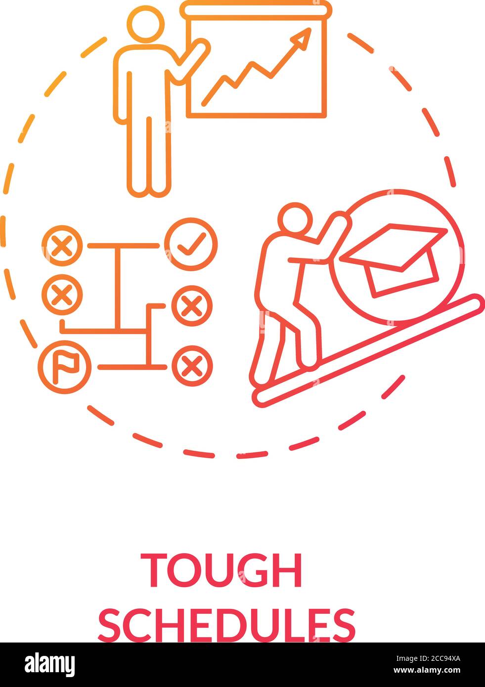 Tough schedules red gradient concept icon Stock Vector Image & Art - Alamy