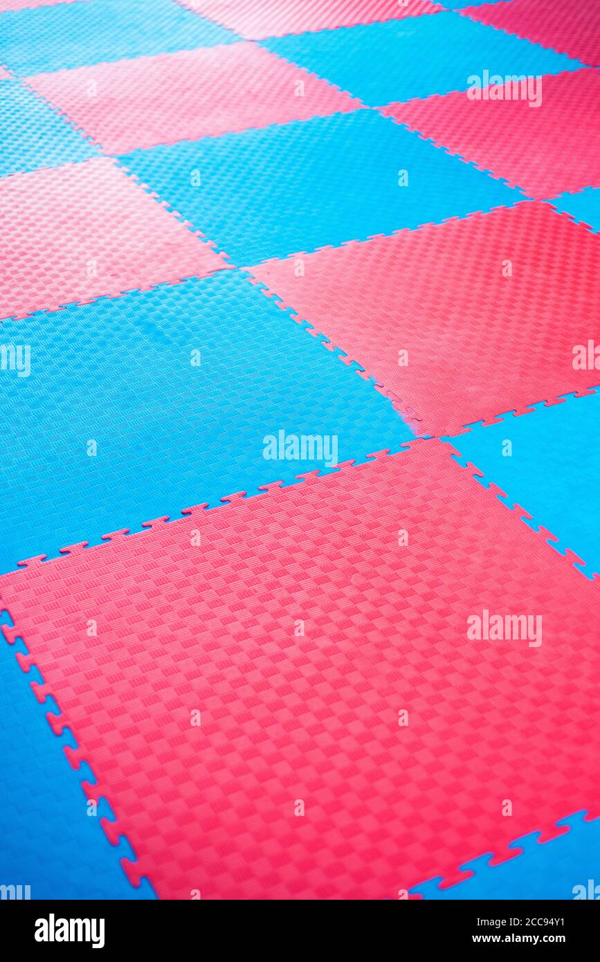 Photo background of blue and red tatami sport for martial arts Stock ...