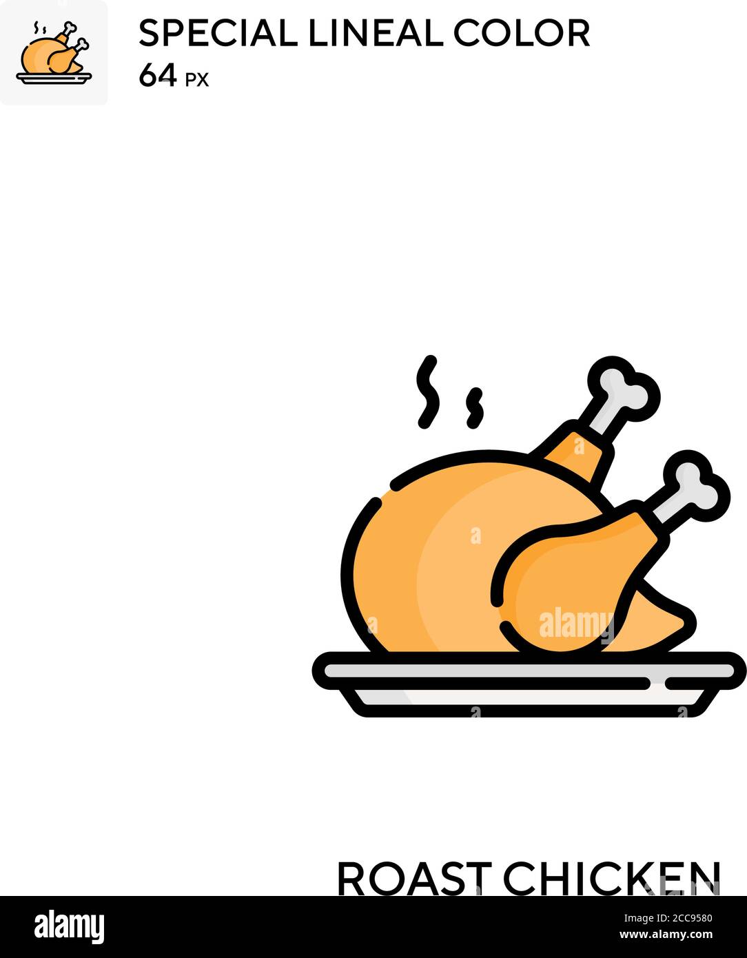 Roast chicken Special lineal color vector icon. Illustration symbol ...