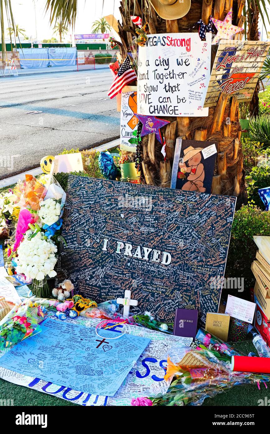 Las Vegas,NV/USA - Oct 07 ,2017 : Memorial Message of the Las Vegas gun ...