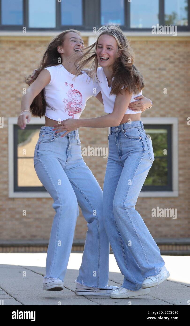 Twins Hannah (left) and Lucia Davies get their GCSE results at The ...