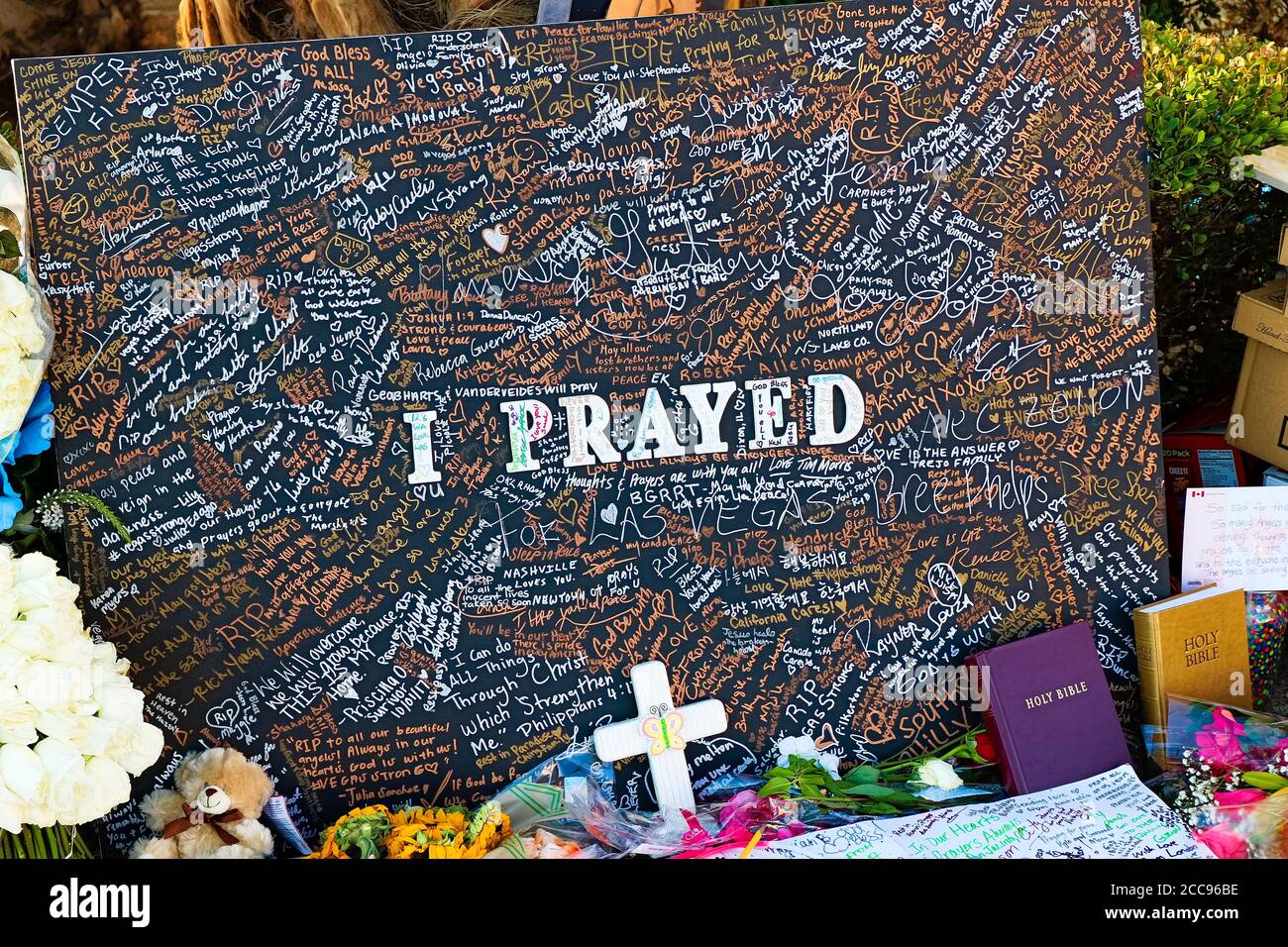 Las Vegas,NV/USA - Oct 07 ,2017 : Memorial Message of the Las Vegas gun ...