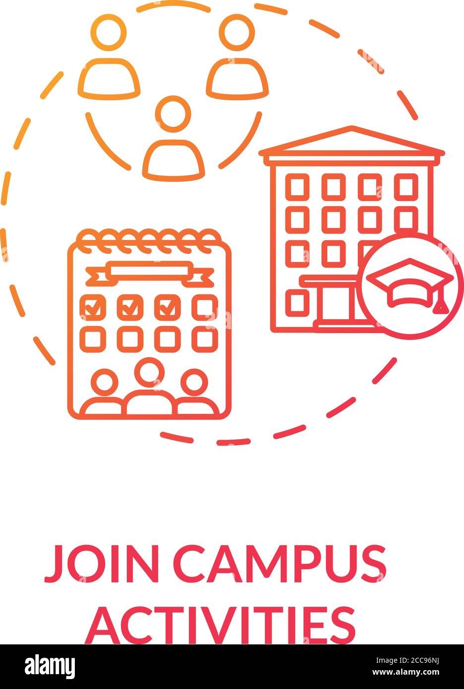 Join campus activities red gradient concept icon Stock Vector Image ...