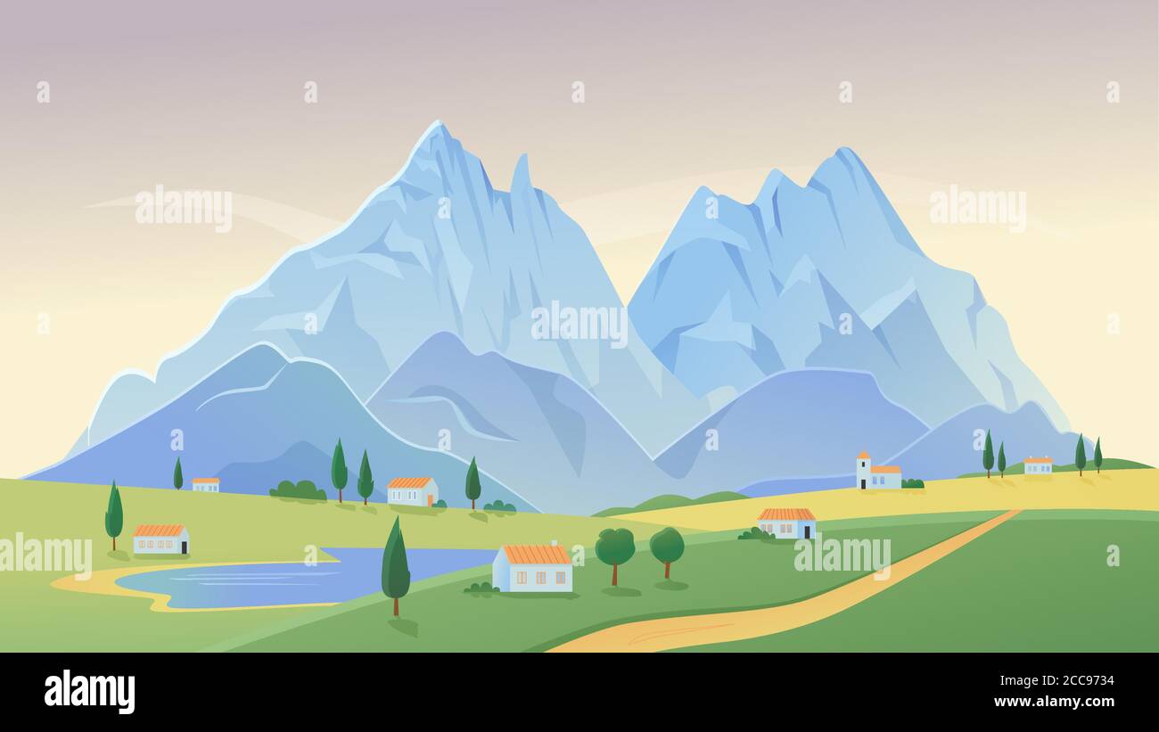 Rural scenery in mountain Stock Vector Images - Alamy
