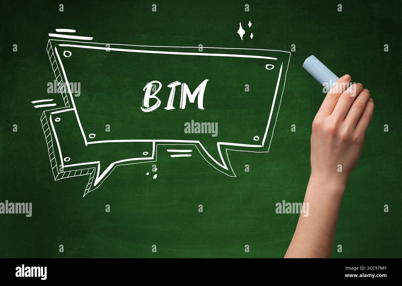 Hand drawing BIM abbreviation with white chalk on blackboard Stock ...