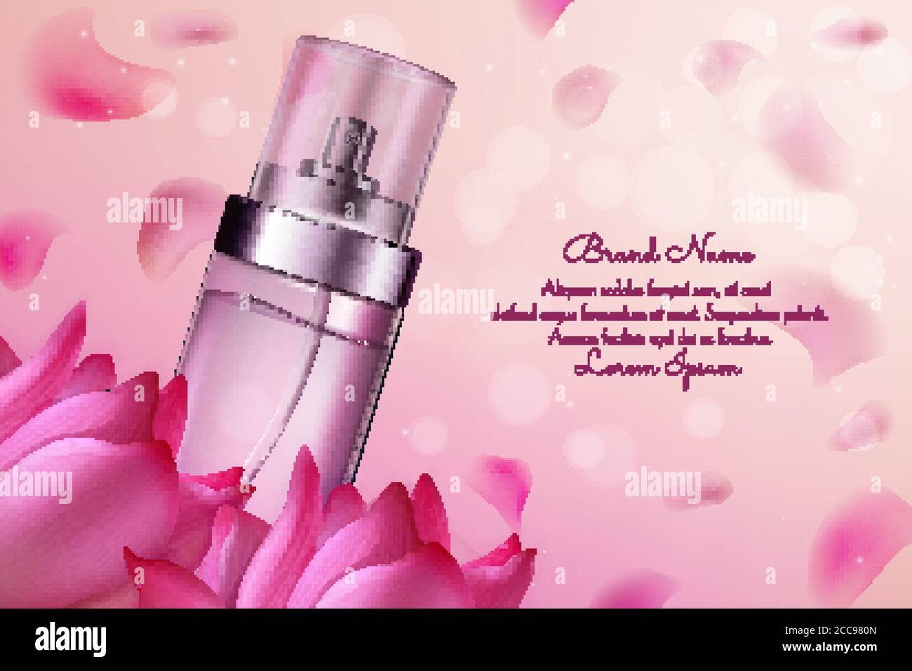 Flower perfume cosmetics vector illustration. Natural fragrance ...