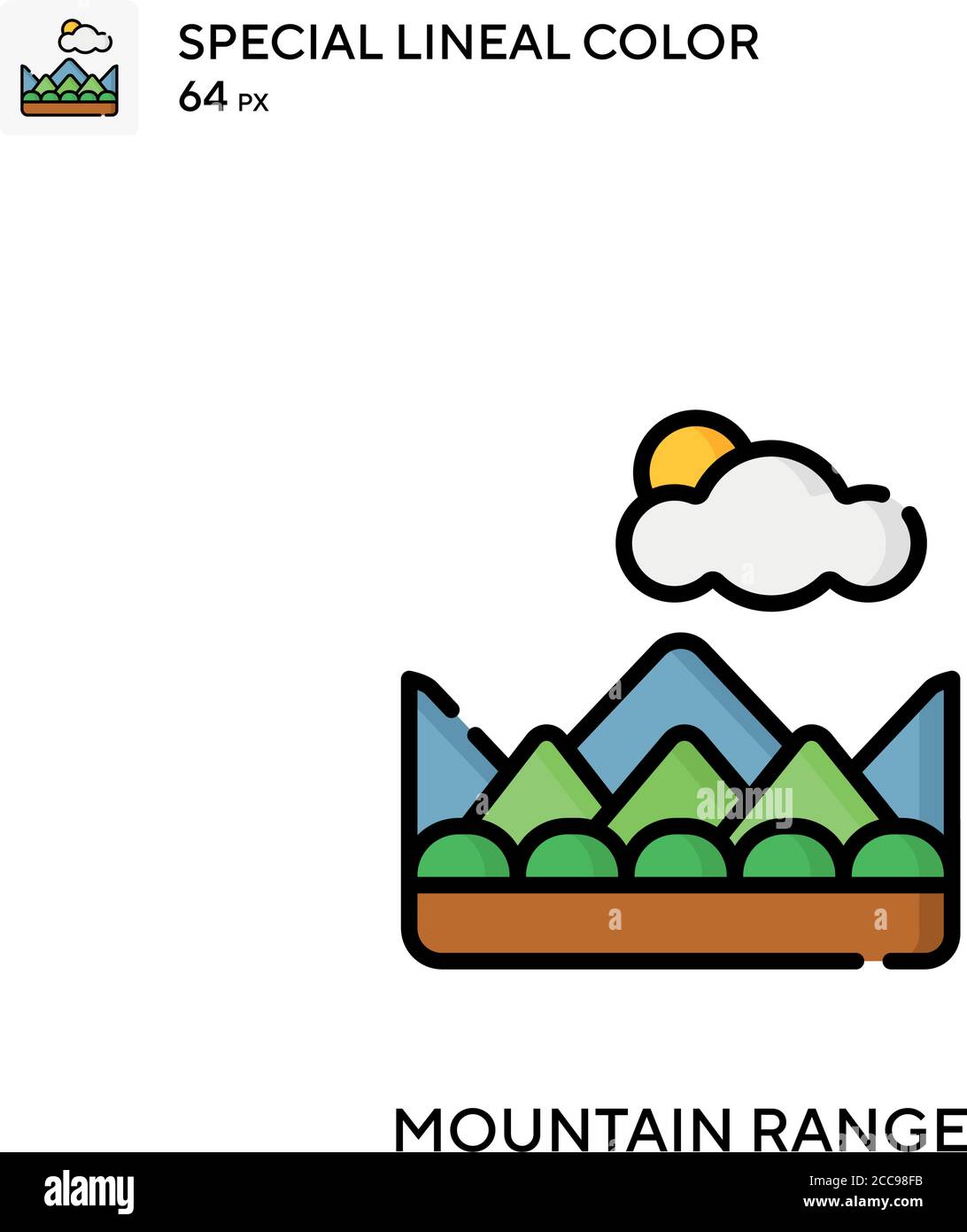 Mountain range Special lineal color vector icon. Illustration symbol ...