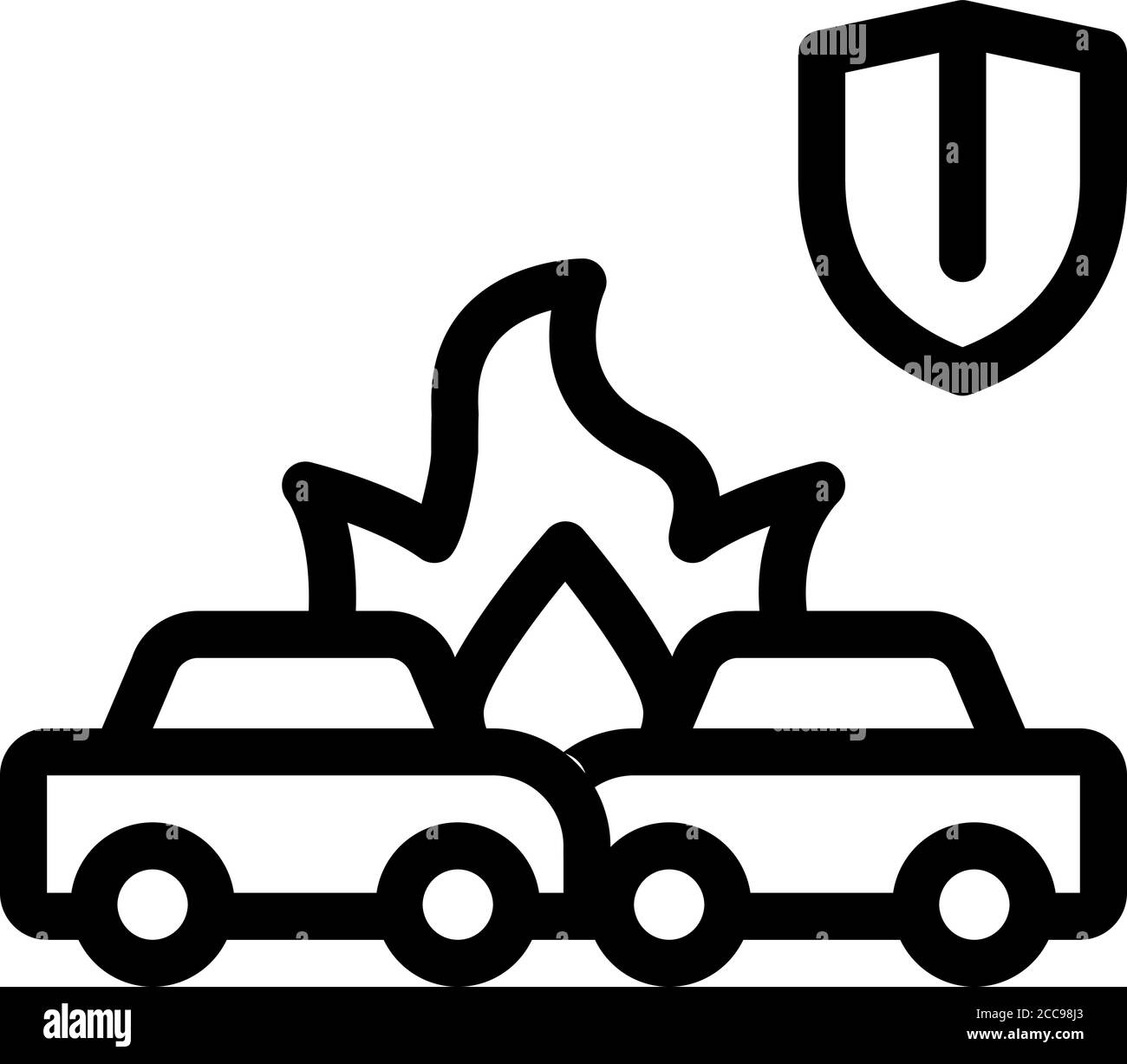 car accident crash insurance icon vector outline illustration Stock ...