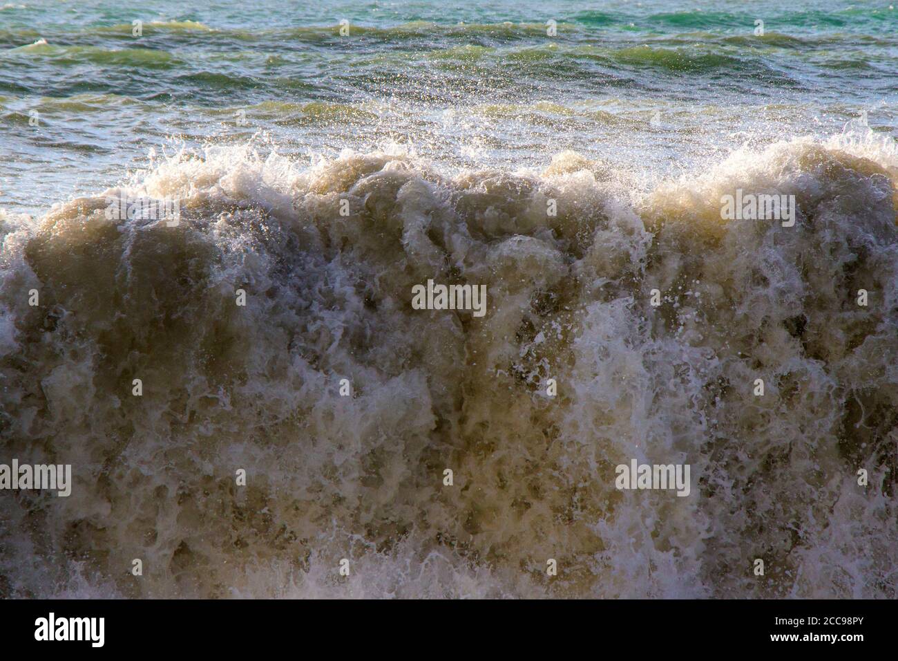 Stormy weather, waves and splashes in Batumi, Georgia. Stormy Black sea ...