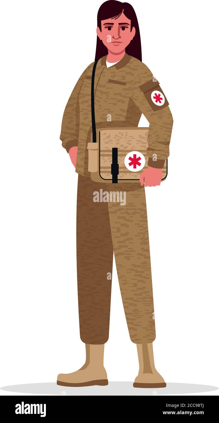 Military doctor semi flat RGB color vector illustration Stock Vector ...
