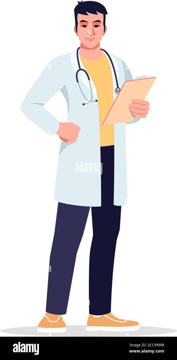 Primary care physician semi flat RGB color vector illustration Stock ...