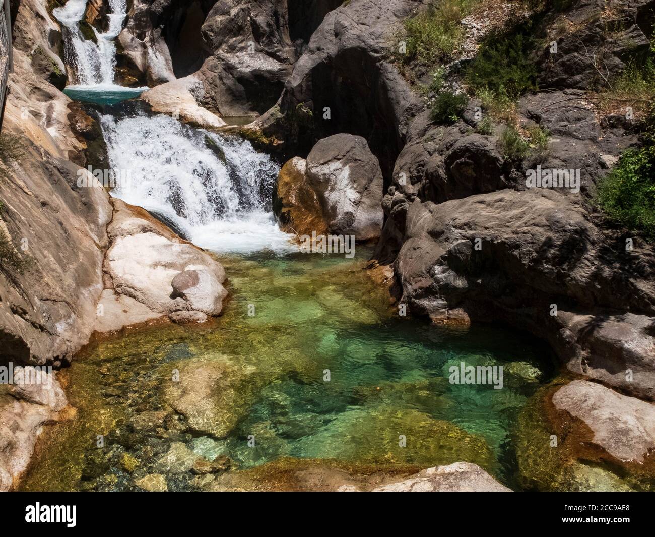 Cascade of waterfalls and natural pool at Sapadere Canyon, Alanya ...