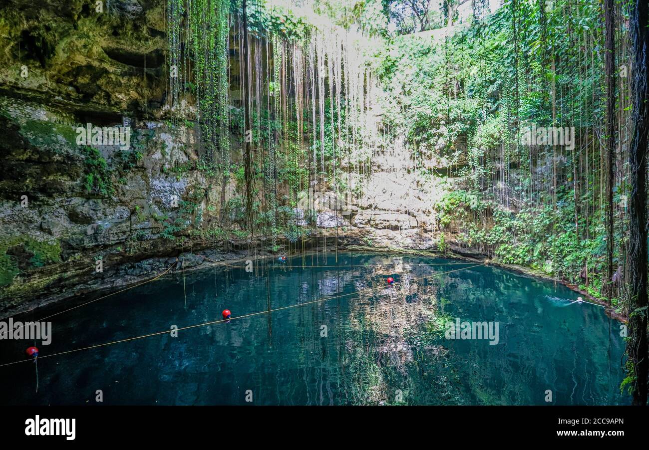 CHICHEN ITZA, MONACO - Jul 25, 2019: Cenote Ik Kil is a heavily-visited ...