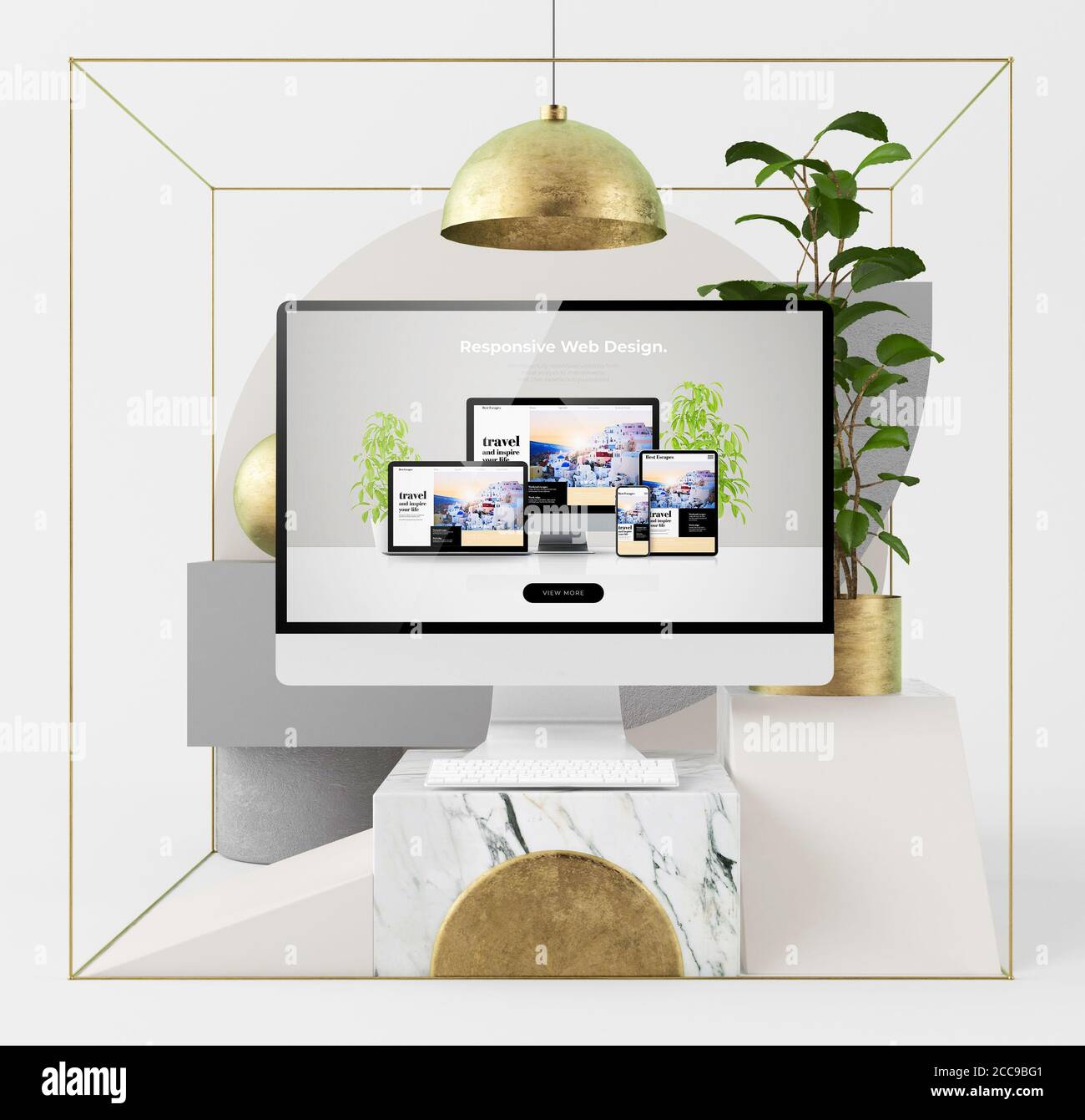 devices mock-up scene 3d rendering isolated Stock Photo - Alamy
