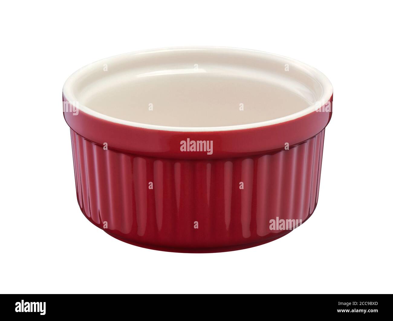 Red round empty porcelain ramekin on a white background Stock Photo - Alamy