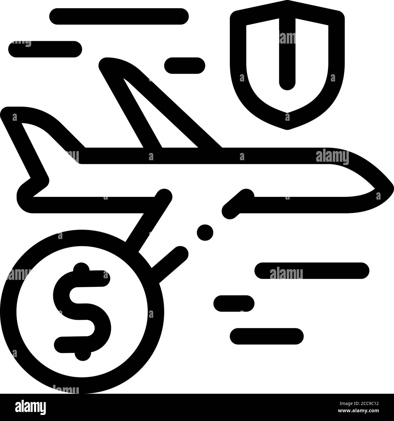 airplane travel insurance icon vector outline illustration Stock Vector ...