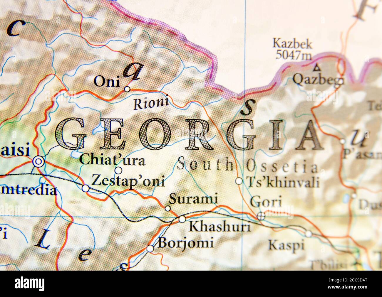 Geographic map of Georgia with important cities Stock Photo - Alamy
