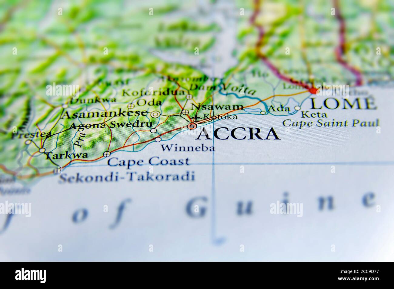 Geographic map of Ghana with capital city Accra Stock Photo - Alamy