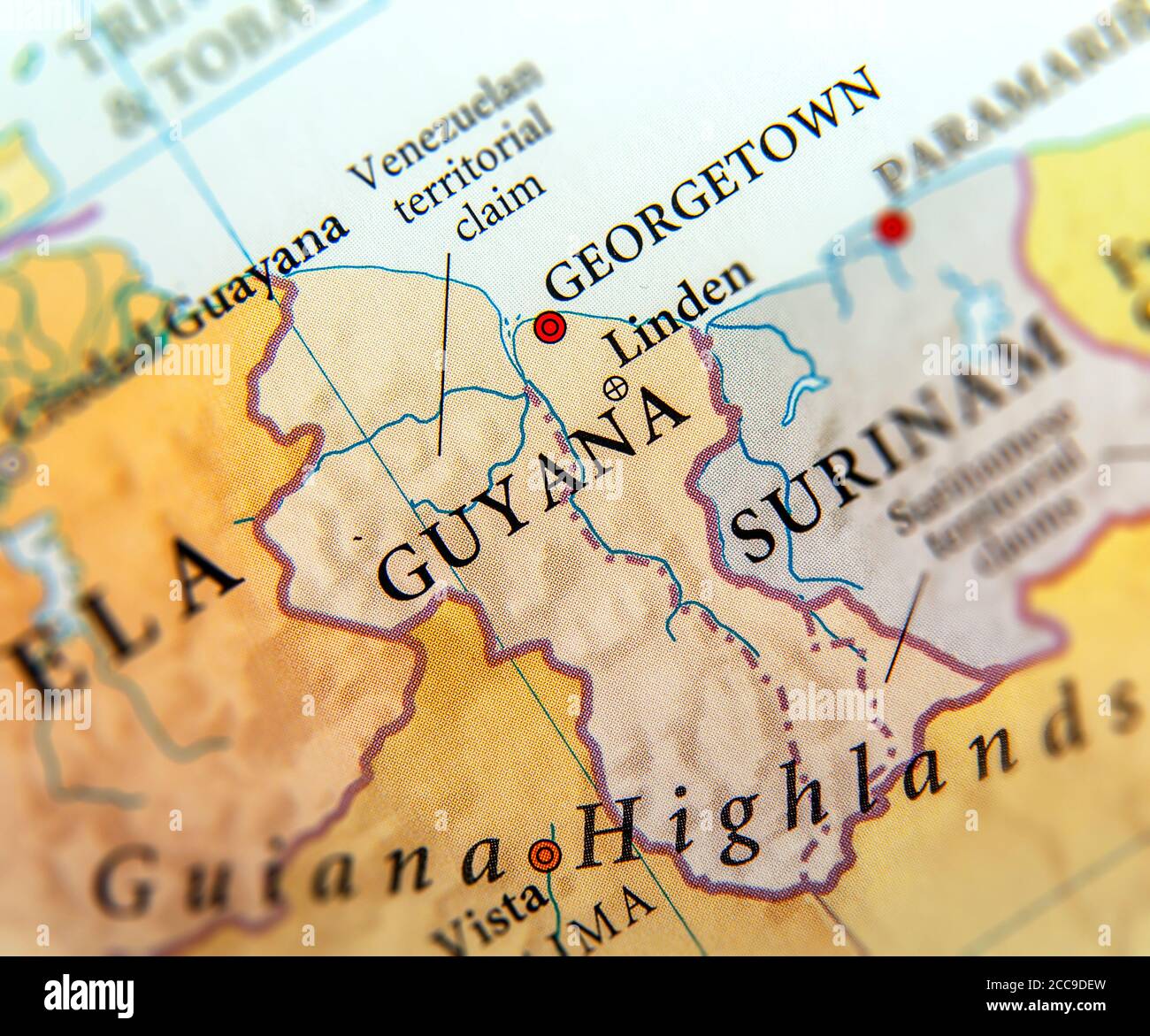 Geographic map of Guyana country with important cities Stock Photo - Alamy
