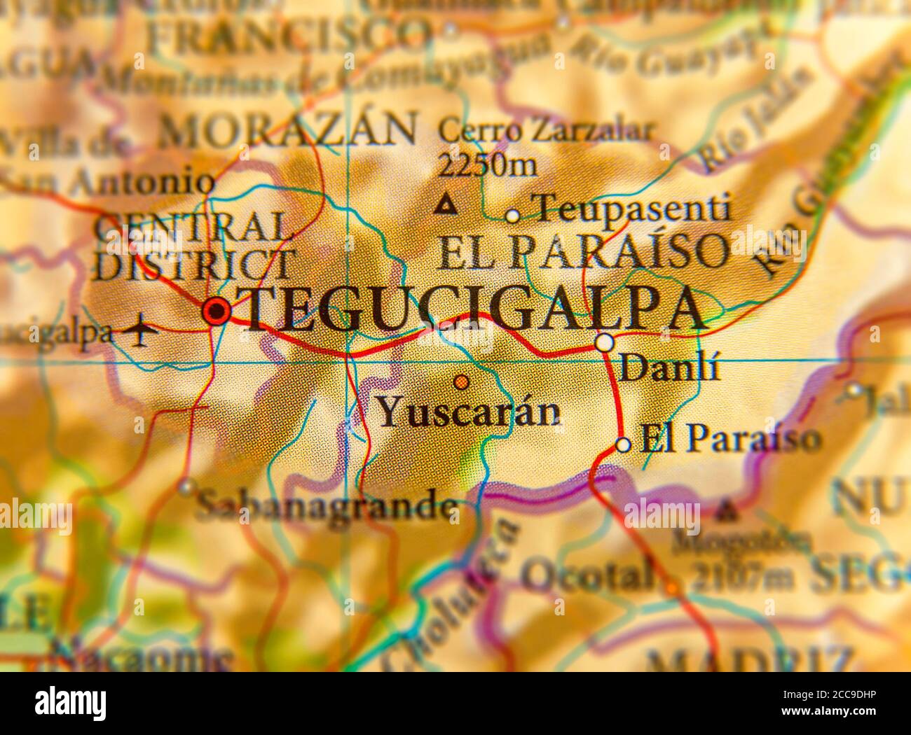 Geographic map of Honduras city Stock Photo - Alamy