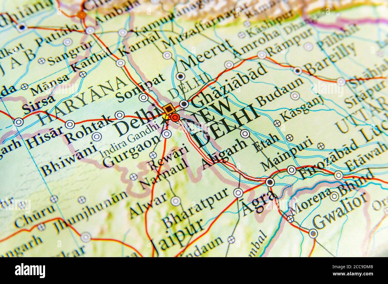 Geographic map of India capital city New Delhi Stock Photo - Alamy