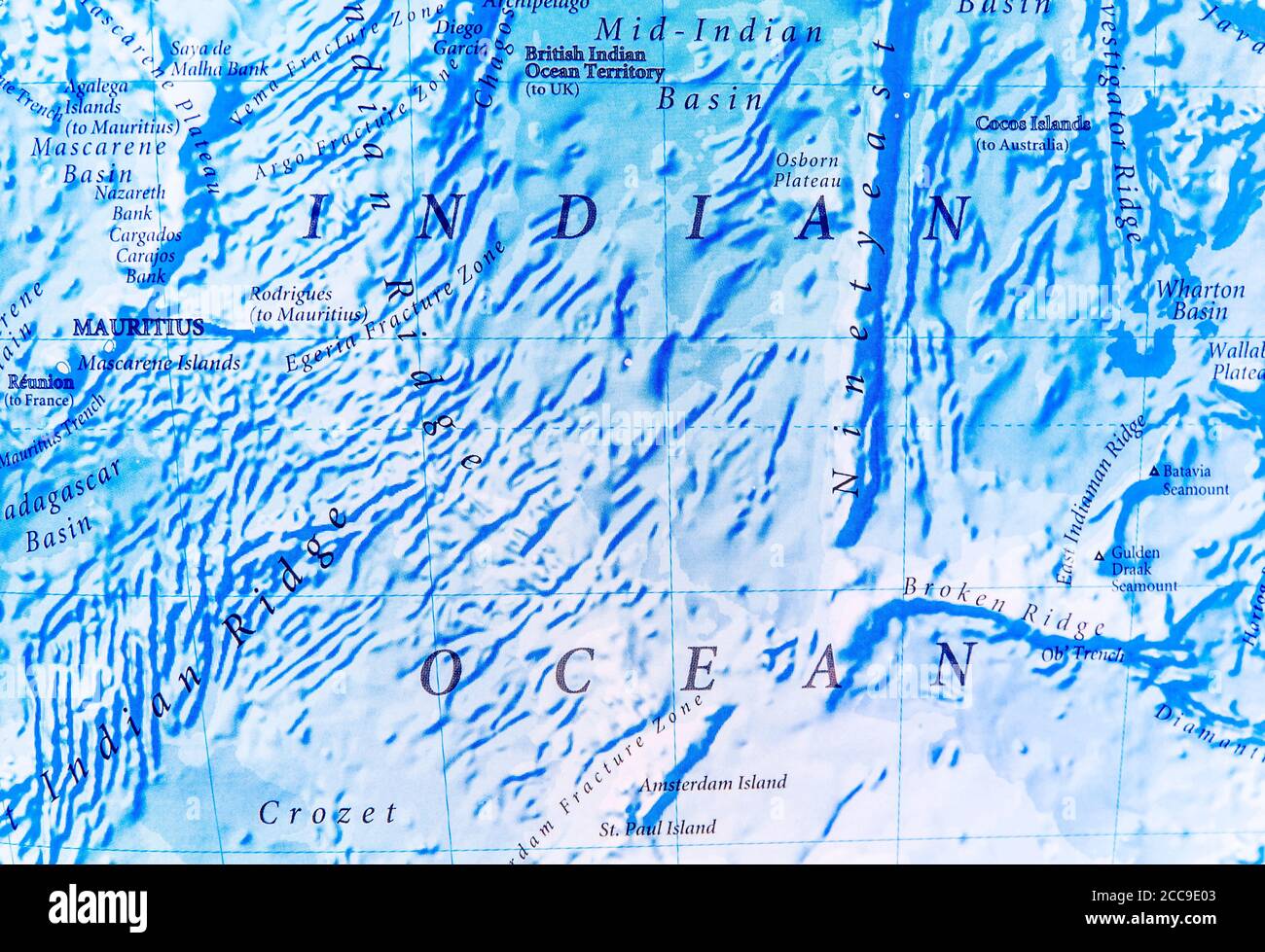 Geographic map of Indian Ocean Stock Photo - Alamy